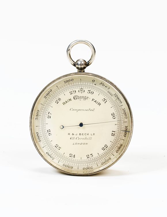 Bonhams : An early 20th century silver circular barometer The dial ...