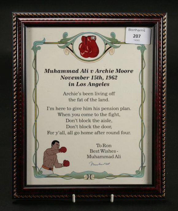 Bonhams : Muhammad Ali v Archie Moore, November 15th 1962 in Los Angeles