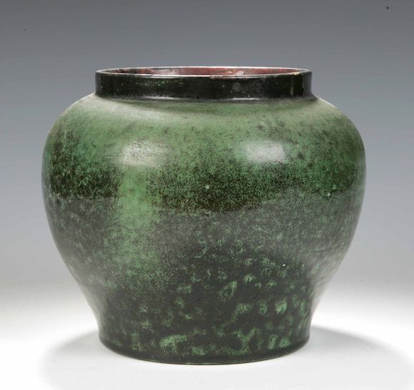 Bonhams : An Allander green glazed vase