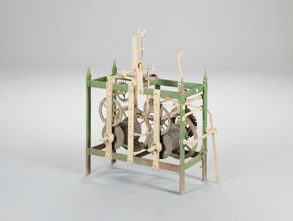 Bonhams : A 19th century posted frame turret clock movement Unsigned