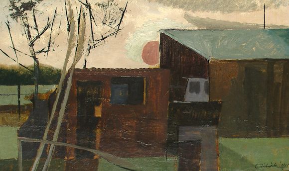 Bonhams : Clifford Fishwick (British, 1923-1997) Barn and garden shed
