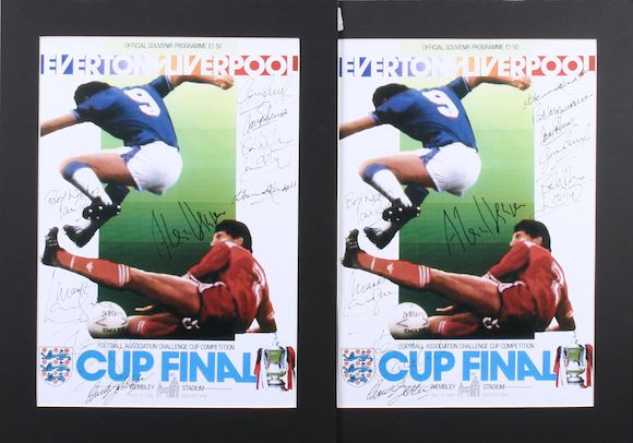 Bonhams : Signed football posters Wembley 1986 Liverpool v Everton F.A ...