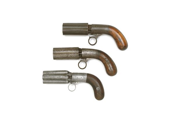 Bonhams : A 100-Bore J.R. Cooper Patent Six-shot Percussion Pepperbox ...