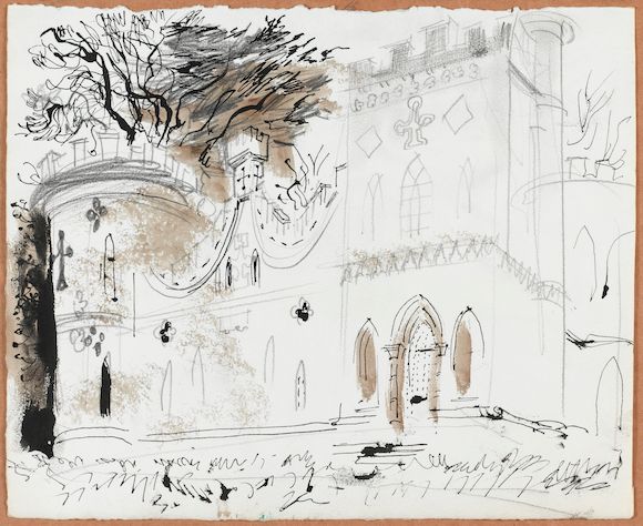 Bonhams : John Piper Studies for Clytha Castle Triptych Including an ...