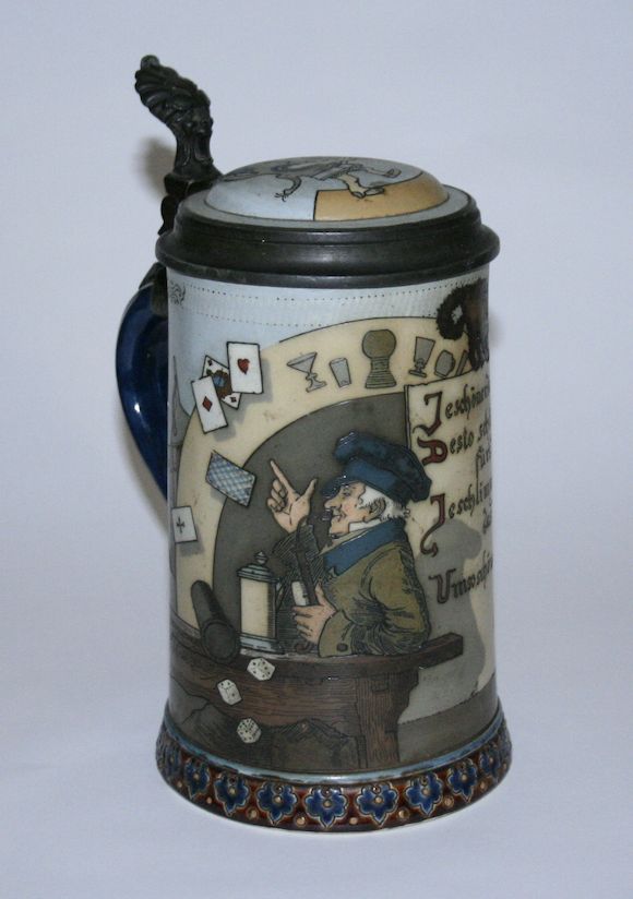 Bonhams : A Mettlach tankard by Heinrich Schlitt, circa 1900