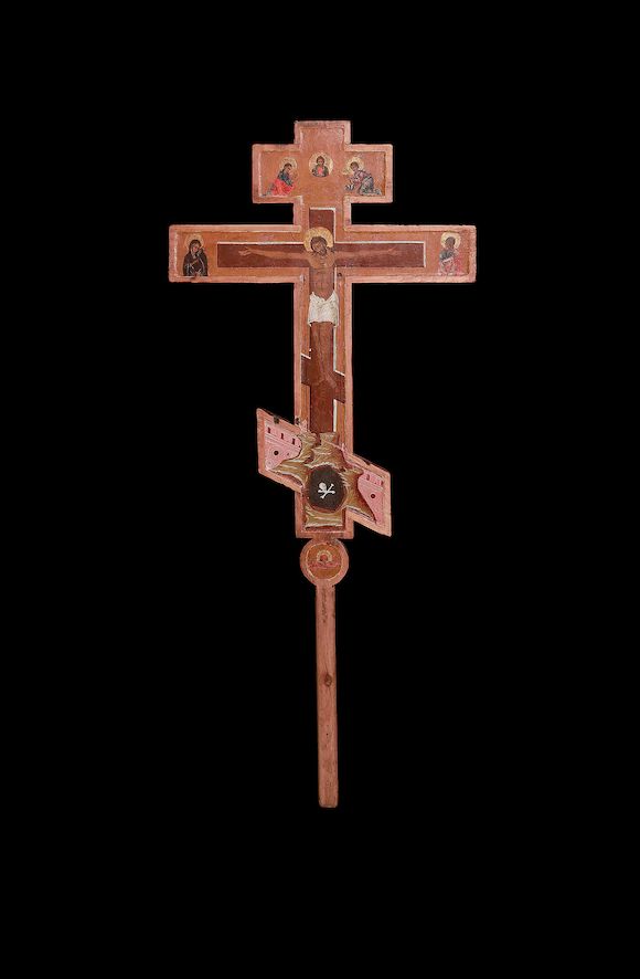 Bonhams : A large 18th century and later Russian processional cross