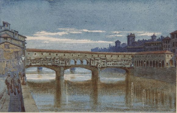 Bonhams : Thomas Scott Elgood (d.1911) The Ponte Vecchio, Florence 11.5 ...