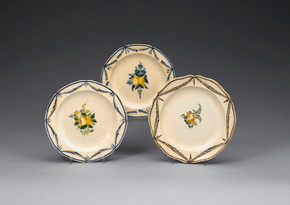 Bonhams : Three Cambrian pottery plates circa 1805