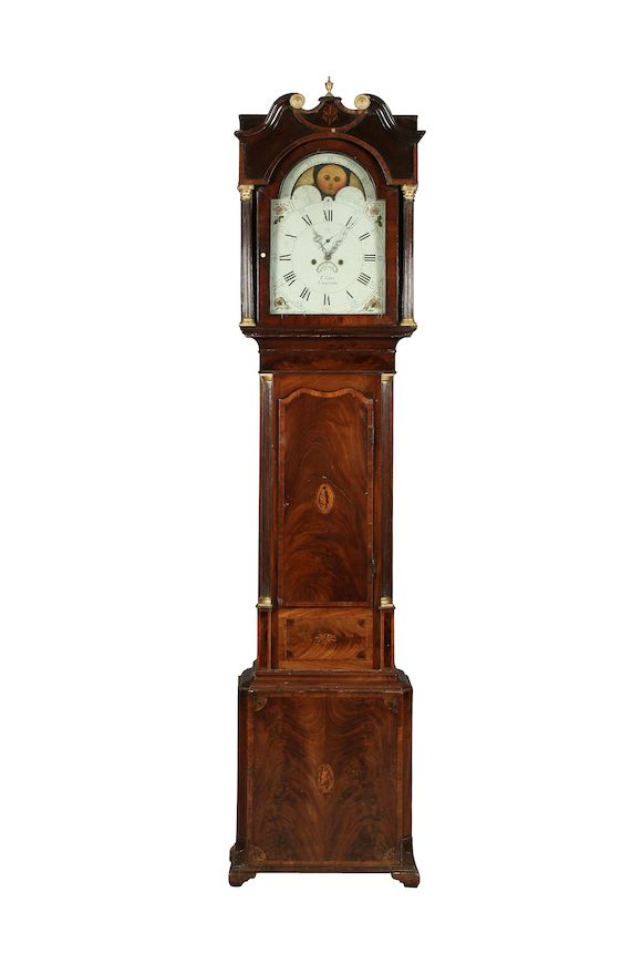 Bonhams : A late George III inlaid mahogany-cased 8-day long-case clock ...