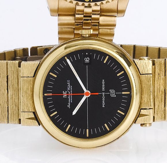 Bonhams : International Watch Co. A fine and rare 18ct gold automatic ...