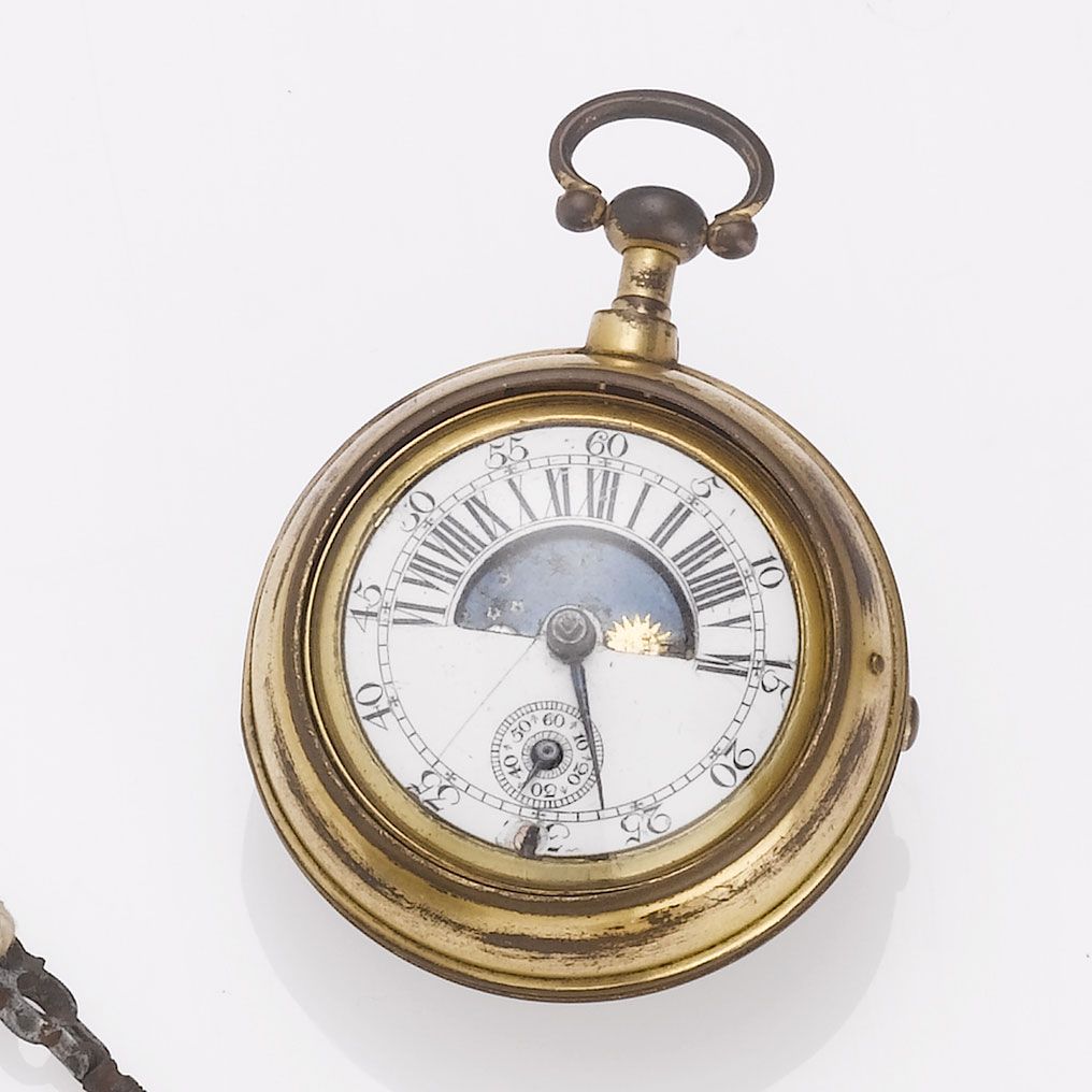 John Ewer. A late 17th century pocket watch movement in a gilt metal ...