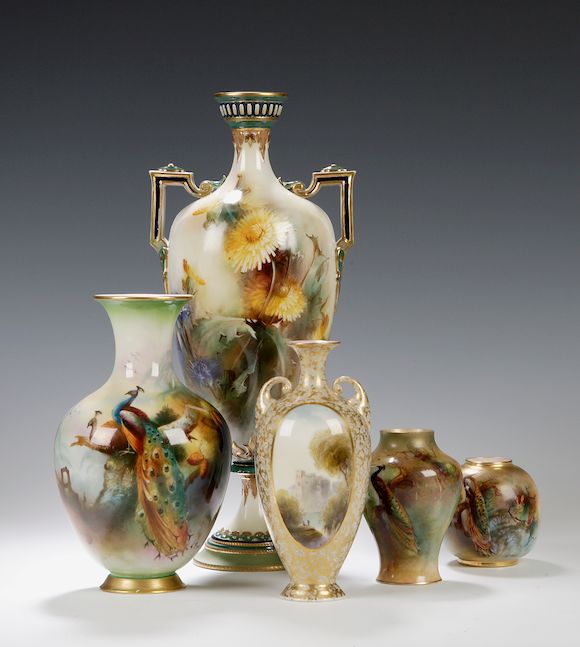 Bonhams : A Royal Worcester oviform vase Painted by A. Lewis