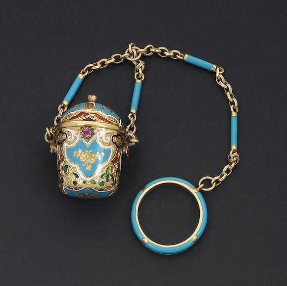Bonhams : A 19th century French gold and champlevé enamel decorated ...