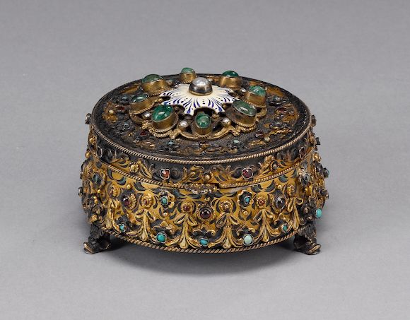 Bonhams : A German silver-gilt circular powder box, maker's mark A.G.S ...