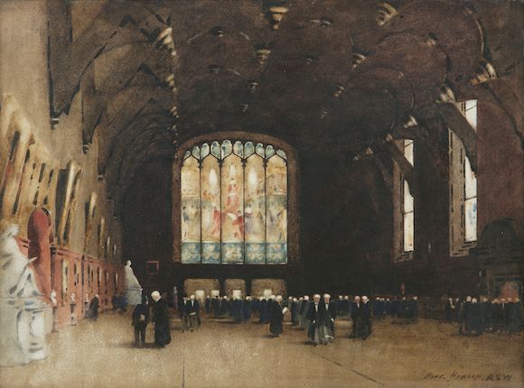 Bonhams : Hans Jacob Hansen RSW (1853-1947) Parliament Hall, Edinburgh