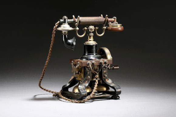 Bonhams : A rare Ericsson brass and japanned skeleton 'magneto' table ...