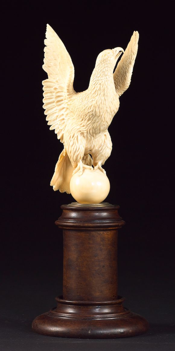 Bonhams : A 19th century carved ivory model of an eagle