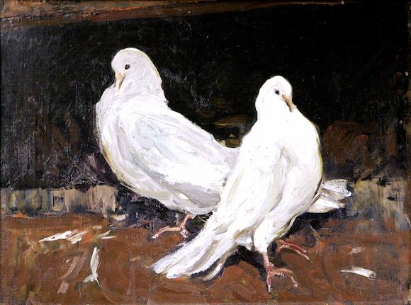 Bonhams : Alexander Jamieson ROI (1873-1937) White doves, Weston Turville