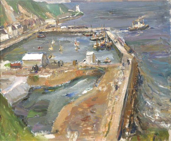 Bonhams : David Macbeth Sutherland RSA LLD (1883-1974) A fishing harbour