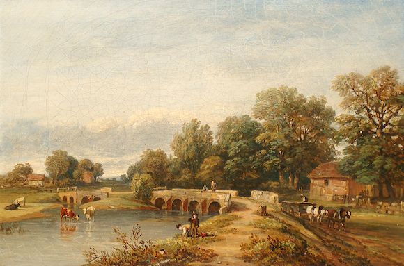 Bonhams : George Barrell Willcock (British, 1811-1852) Landscape with ...