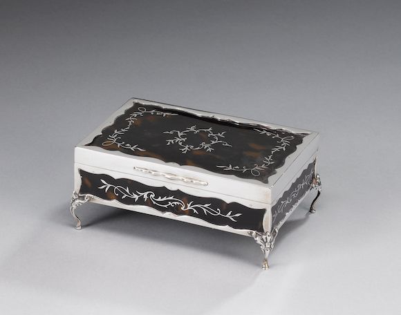 Bonhams : A silver and tortoiseshell dressing table box, London 1927, a ...