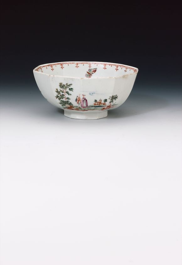 Bonhams : A rare ten-sided Worcester bowl circa 1753-54