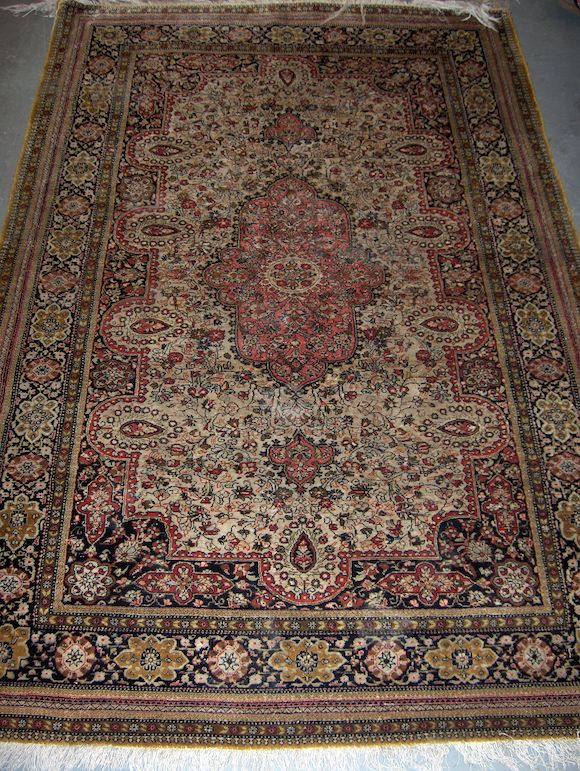 Bonhams : A Ghom silk rug Central Persia, 169cm x 111cm