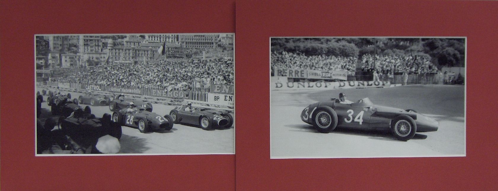 Bonhams Cars : A set of eight monochrome Ferrari / Maserati prints,