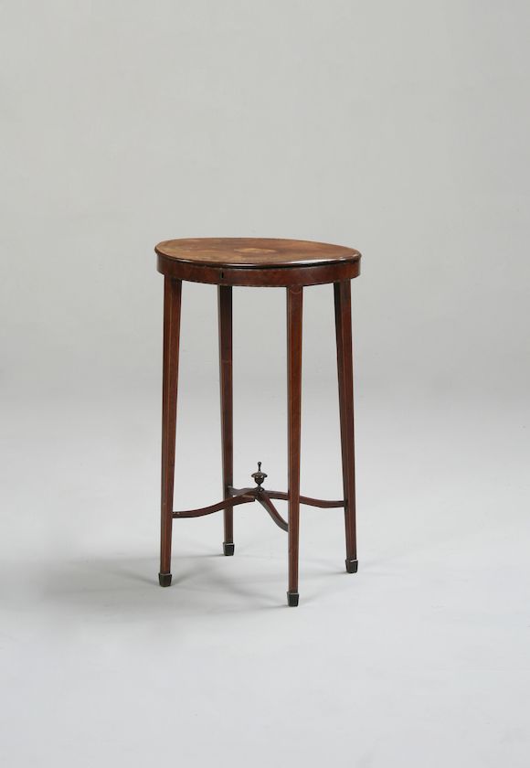 Bonhams : A 19th century mahogany and inlaid oval work table