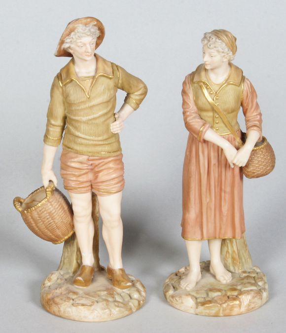 Bonhams : A pair of Royal Worcester figures of the French fisherman and ...