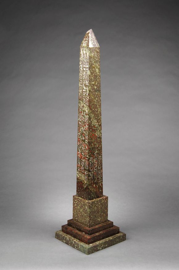 Bonhams : A 19th century carved Serpentine model of Cleopatra's Needle