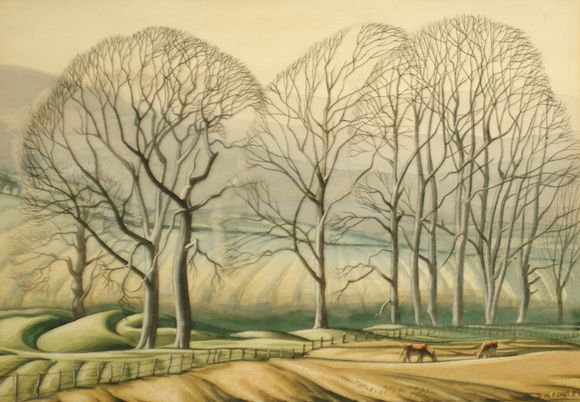 Bonhams : T*H* Fowler (British, 20th Century) Cattle grazing. togther ...