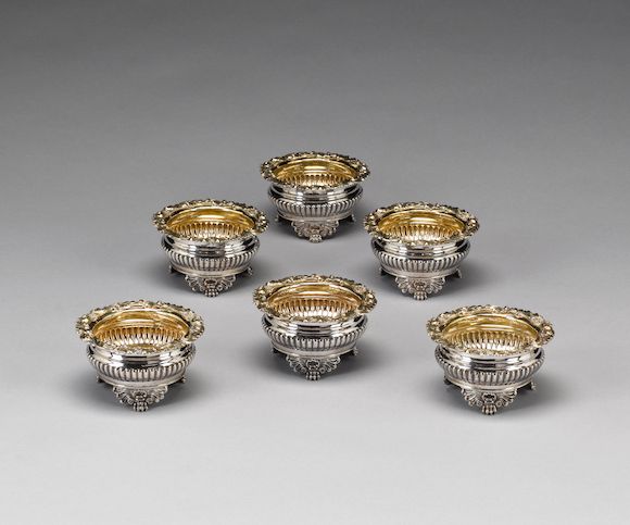 Bonhams : A set of six George III silver salts, by Solomon Hougham ...