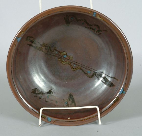 Bonhams : Ray Finch : A Charger and a Bowl, each with tenmoku glaze.
