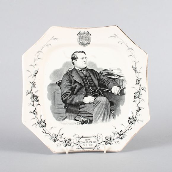 Bonhams : The Hon Edward Blake, MA, QC; an unmarked octagonal plate