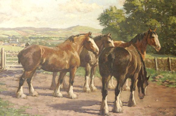 Bonhams : Tom Curr (1887-1958) "Horses at Ruthven"