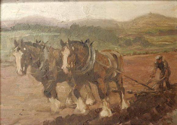 Bonhams : Tom Curr (1887-1959) Ploughing