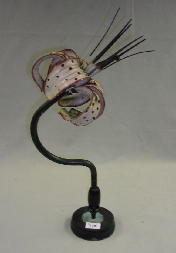 Bonhams : A carved and painted model of a lily, German, late 19th century