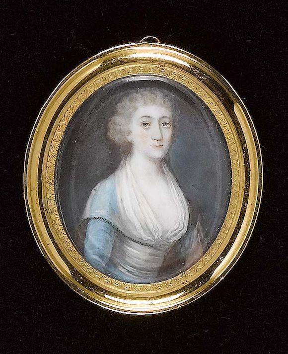 Bonhams : French School, circa 1775, A Lady, wearing blue dress and ...