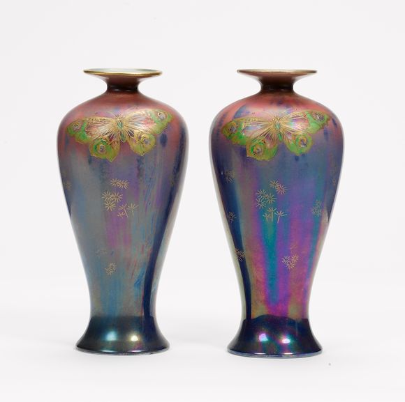 Bonhams : Walter Slater for Shelley a Pair of Lustre Baluster Vases ...