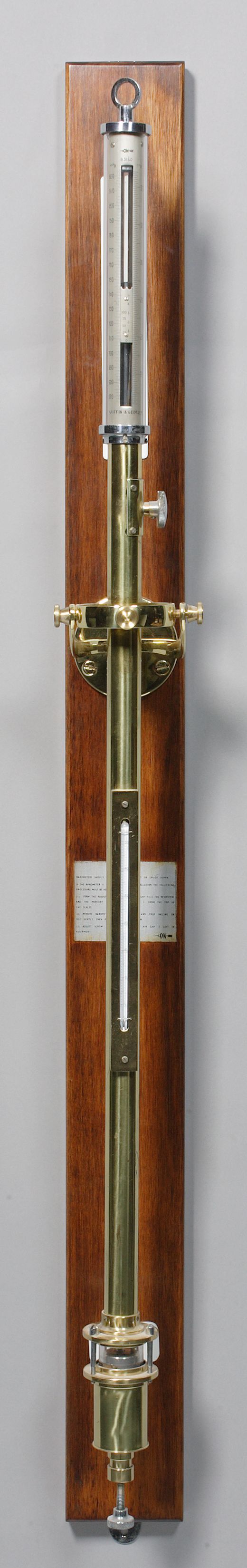 Bonhams : A Griffin & George Fortin brass stick barometer, English, 1930's,