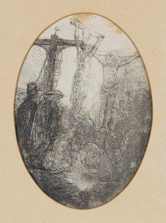 Bonhams : Rembrandt Harmensz. van Rijn (Leiden 1606-1669 Amsterdam) Christ crucified between the ...