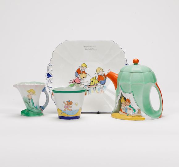 Bonhams : Hilda Cowham for Shelley Pottery A Three Piece Tea Set, circa ...