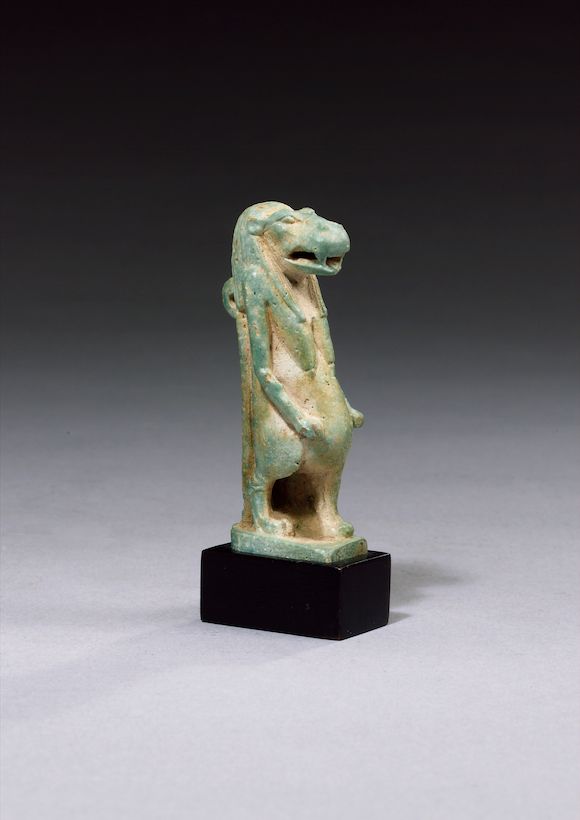 Bonhams : An Egyptian turquoise glazed composition amulet of Taueret