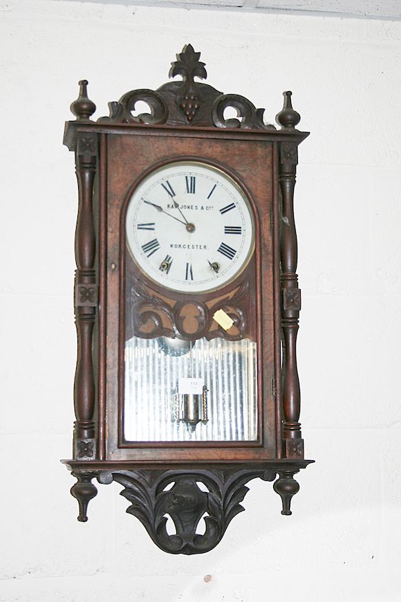 Bonhams : A mahogany wall clock by Kay, Jones and Co. Worcester