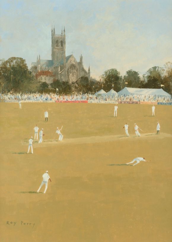 Bonhams : Roy Perry, RI (British, 1935-1993) Cricket at Worcester ...