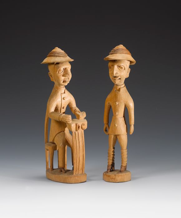 Bonhams : Two colonial figures by Thomas Ona 10in (25cm) 2