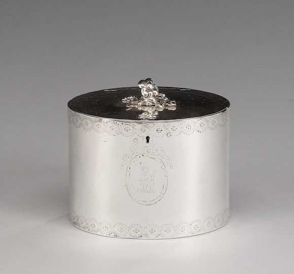 Bonhams : A George III silver tea caddy, possibly by Jonathan Perkins I ...