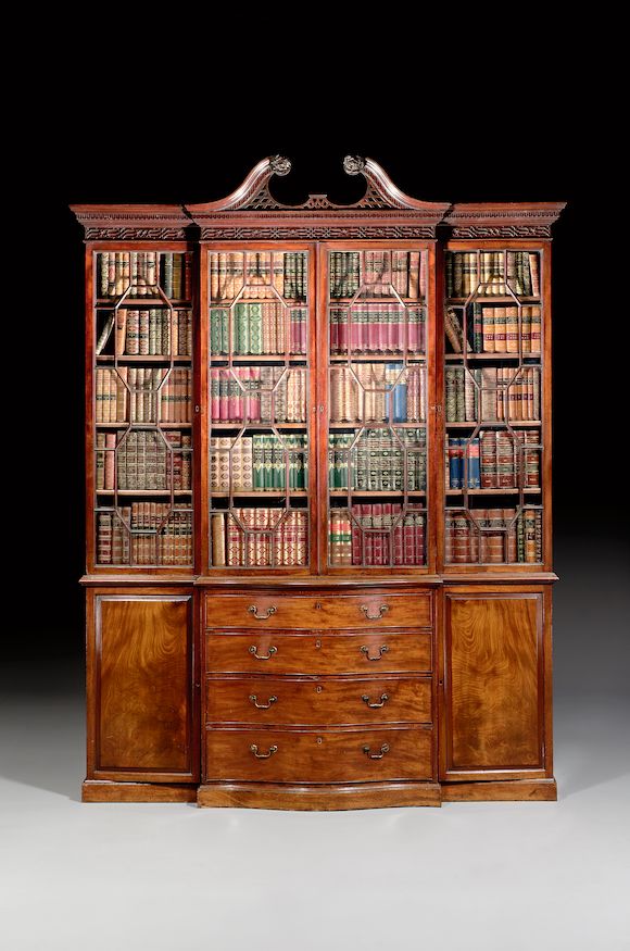 Bonhams : A George III mahogany serpentine breakfront Bookcase