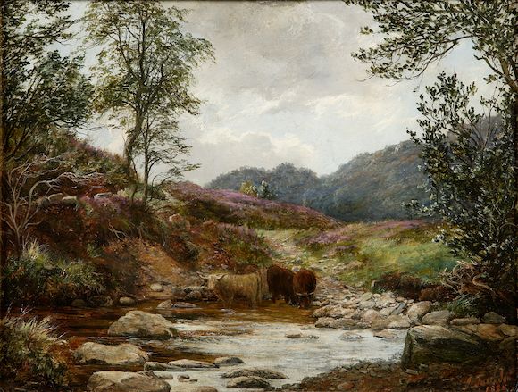 Bonhams : James Faed Jnr (1856-1920) A Highland ford, Perthshire